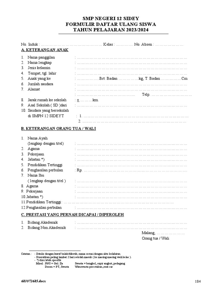 Daftar Ulang SMP Negeri 12 Sidey | PDF Daftar Ulang SMP Negeri 12 Sidey | PDF