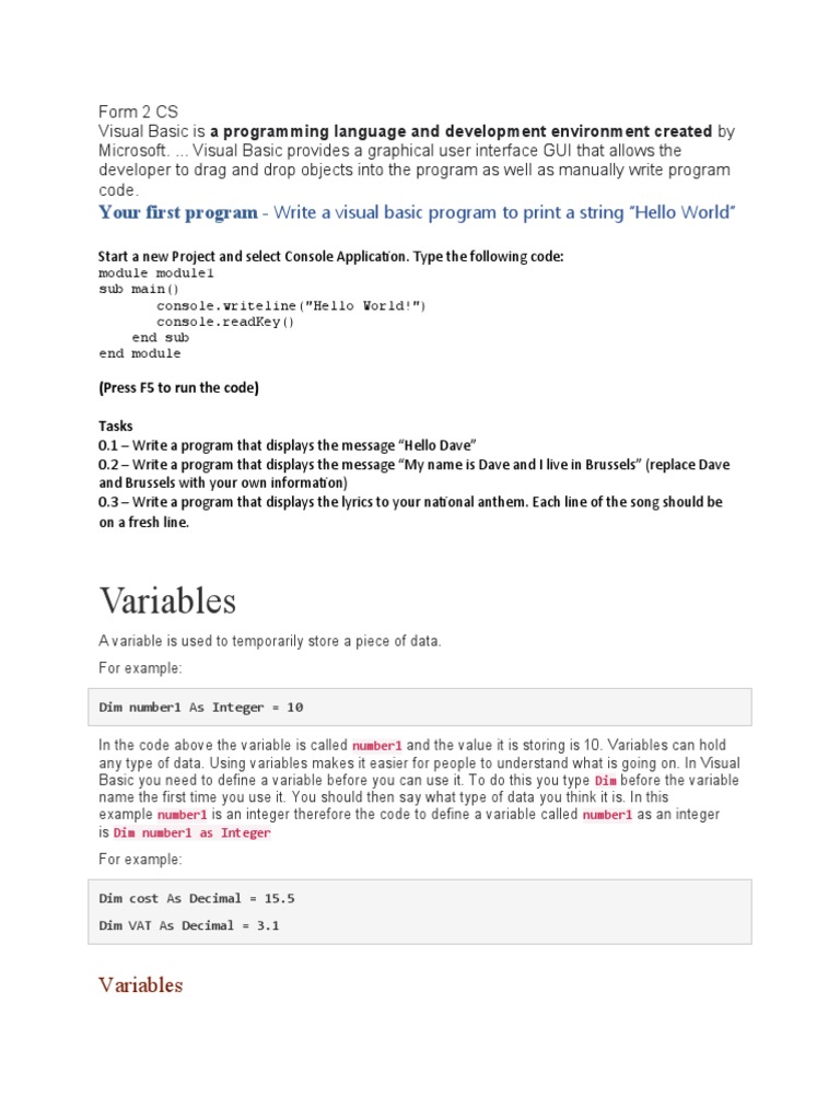 Your First Program Pdf Computer Program Programming