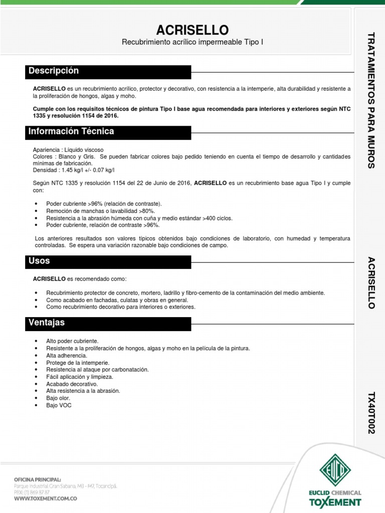 Acrisello | PDF | Pintar | Hormigón