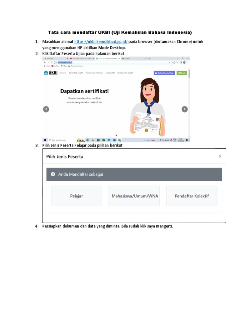 Tata Cara Mendaftar UKBI 2023 | PDF