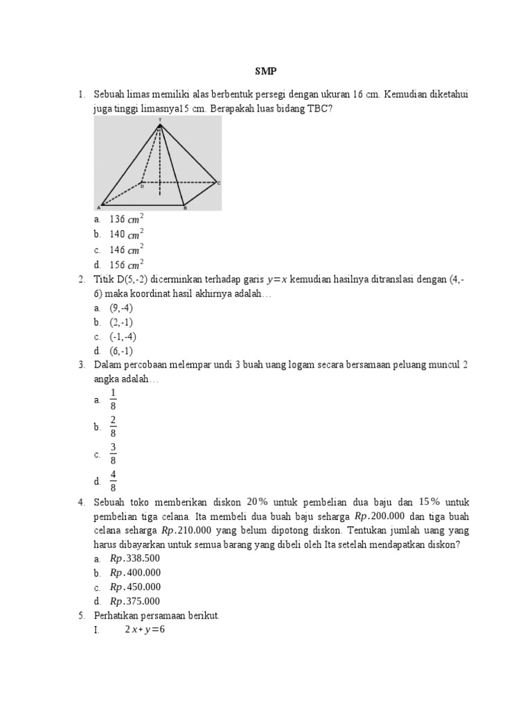 Bank Soal SMP-1 | PDF