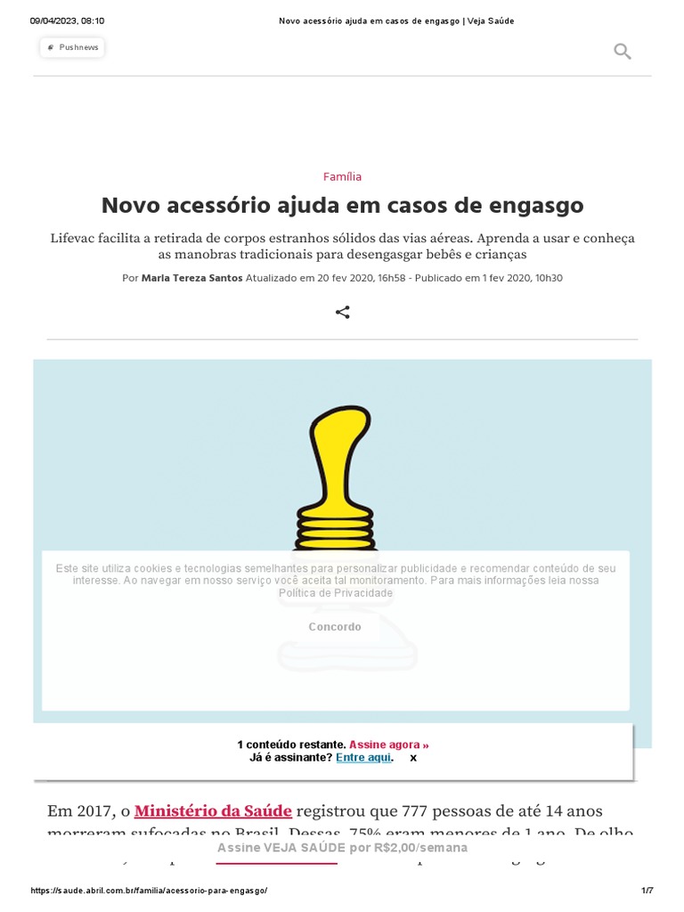 Novo Acessório Ajuda em Casos de Engasgo - Veja Saúde | PDF