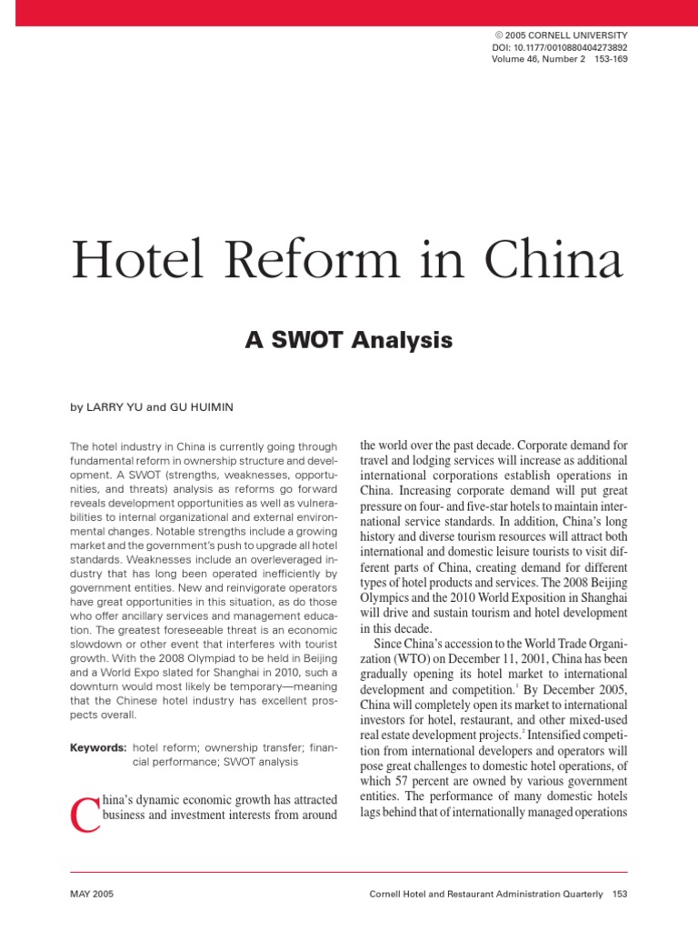 Hotel SWOT Analysis in China | PDF | China | World Politics