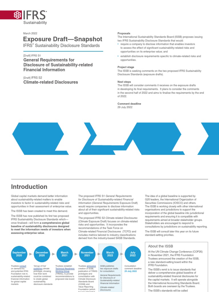 IFRS Exposure Draft - Snapshot, IFRS Sustainability Disclosure ...