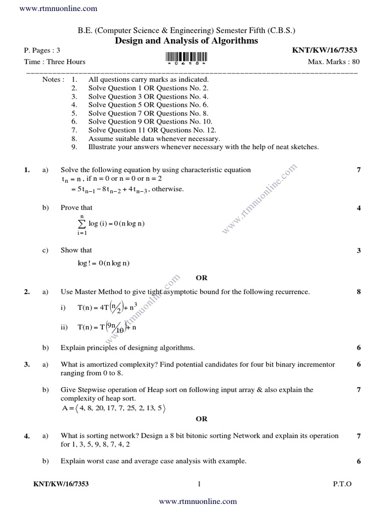 Cse 5 | PDF | Time Complexity | Applied Mathematics