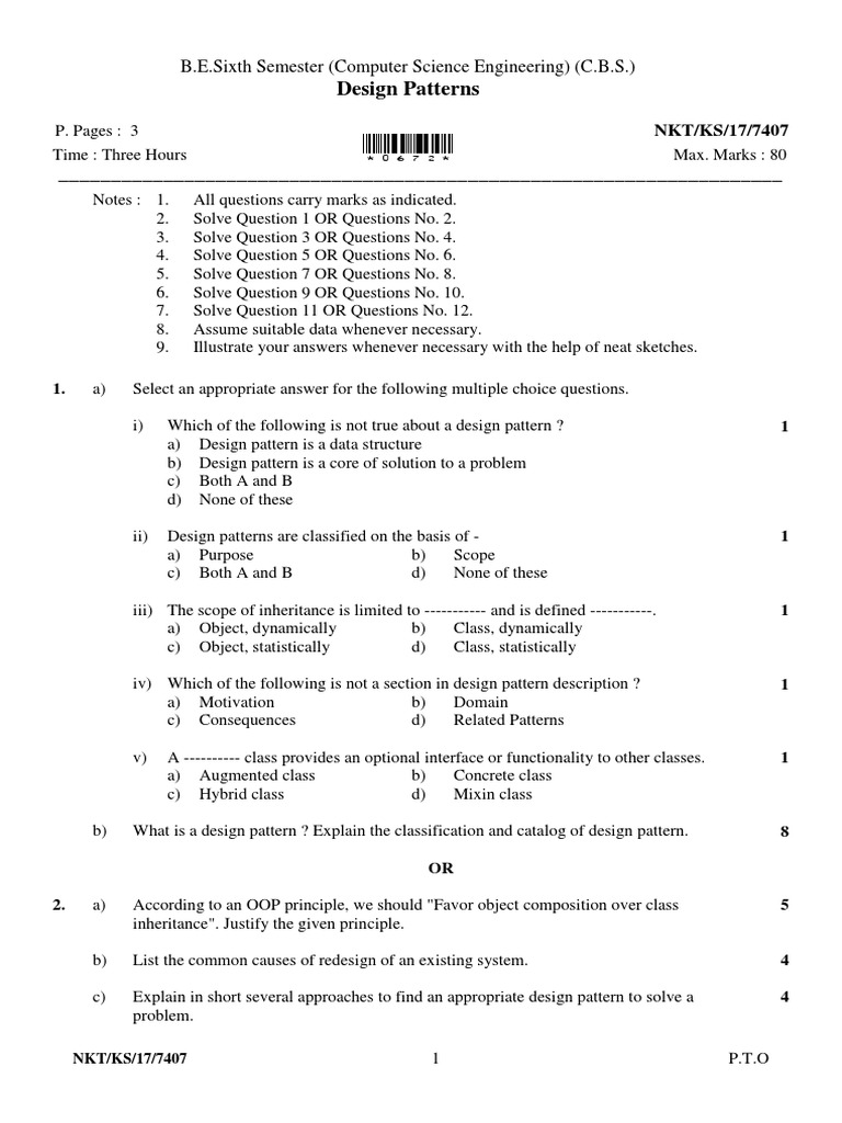 Cse 6 Sem Design Patterns Jun 2017 Pdf Software Design Pattern