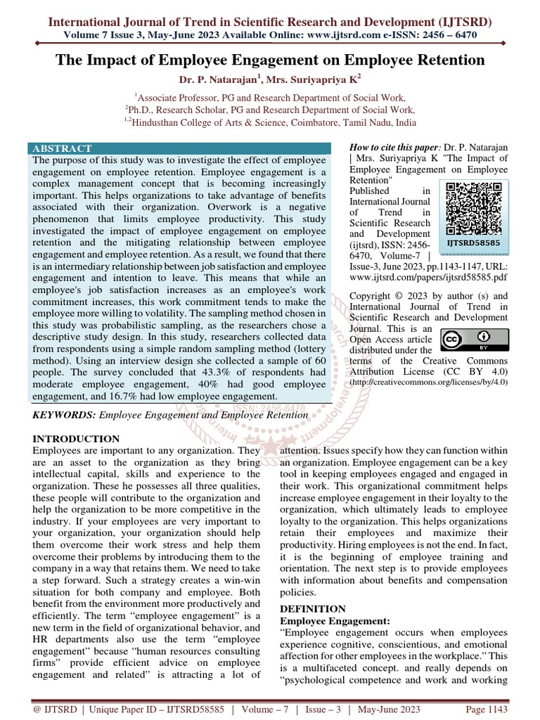 The Impact of Employee Engagement On Employee Retention | PDF | Employment | Employee Retention