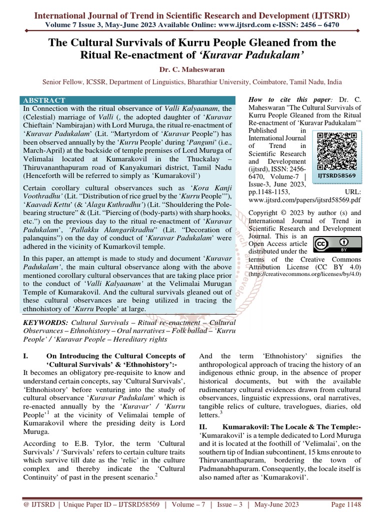 The Cultural Survivals of Kurru People Gleaned From The Ritual Re ...