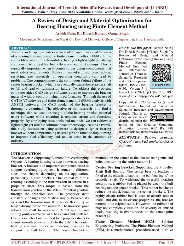A Review of Design and Material Optimization For Bearing Housing Using ...