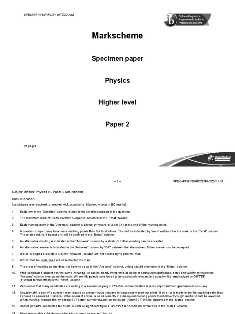 DP - Phy - Speciman 2025 HL 2 Ms | PDF