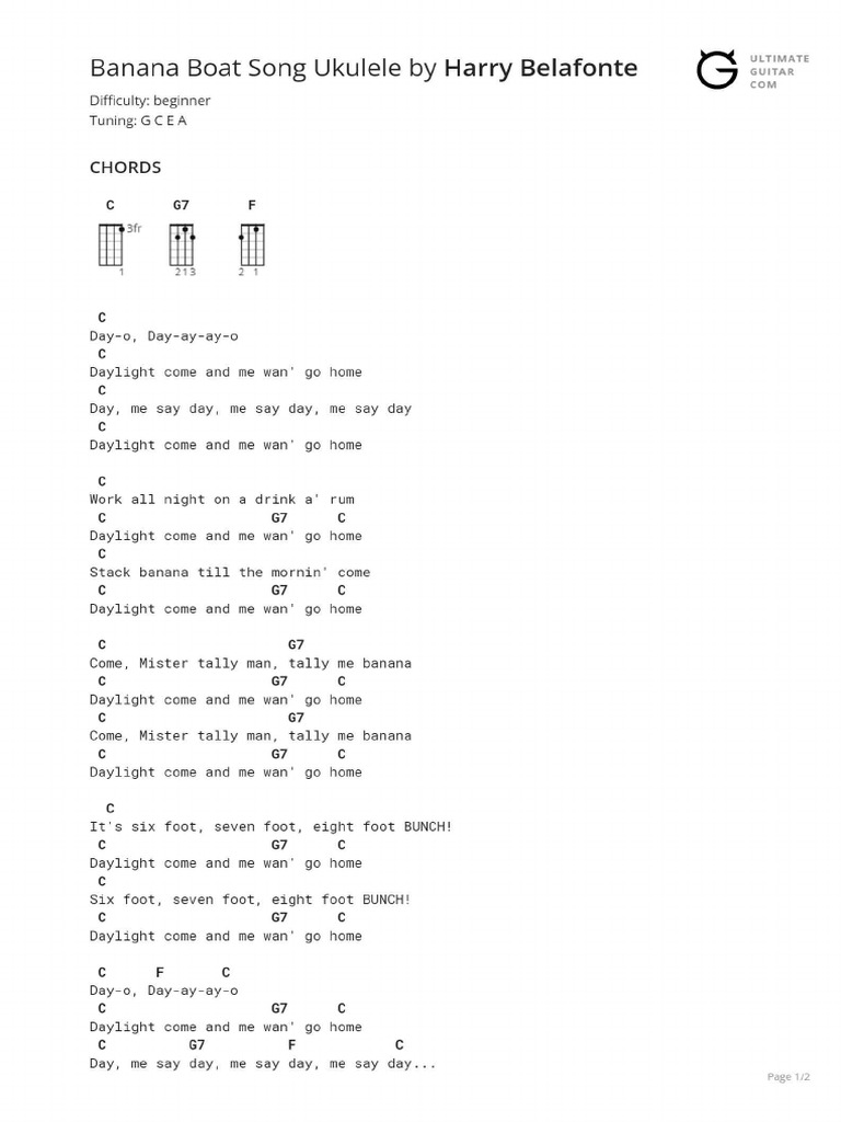 Banana Boat Song Ukulele | PDF