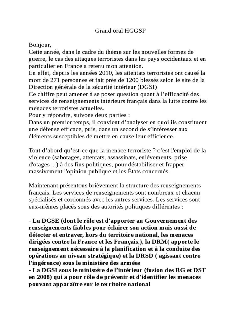 Grand Oral HGGSP-3 | PDF