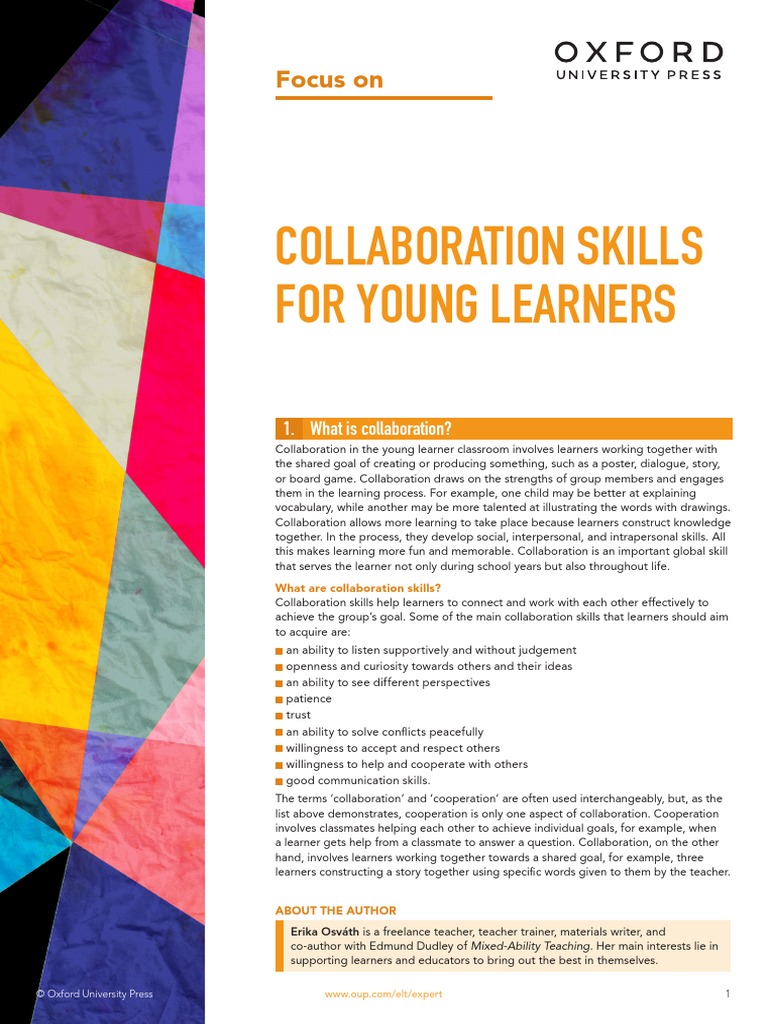 Collaboration Skills For Young Learners Focus Paper | PDF | Learning ...
