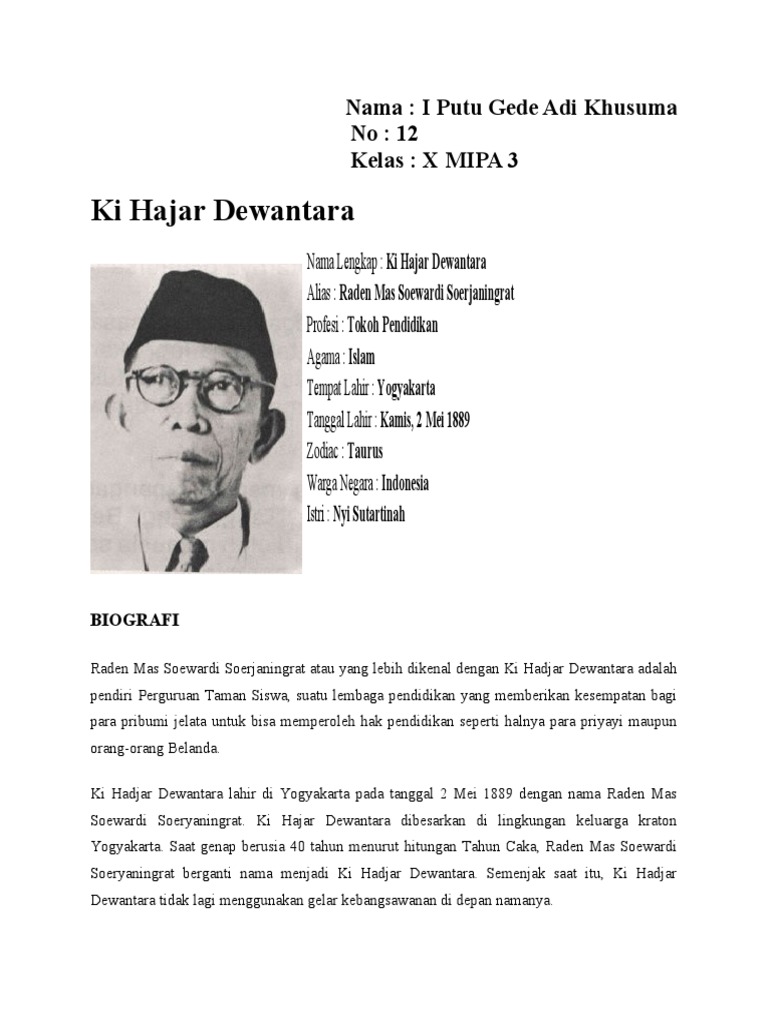 Ki Hajar Dewantara: Tokoh Pendidikan Nasional | PDF | Agama & Spiritualitas