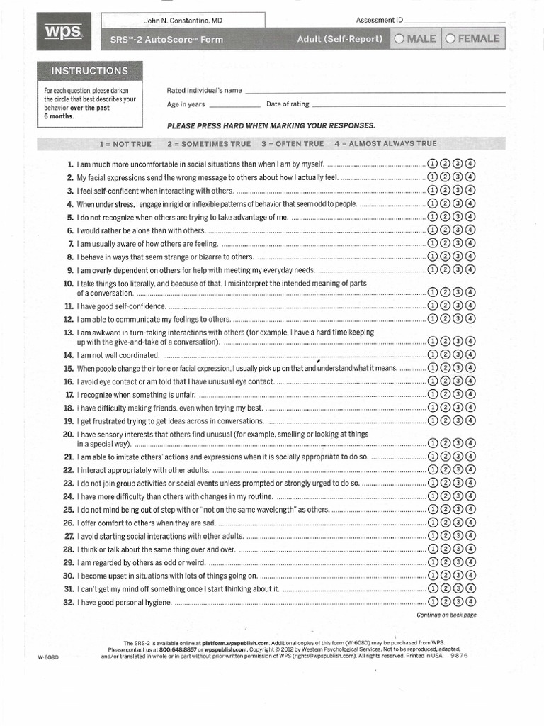 SRS 2 Adult 2 Pages | PDF