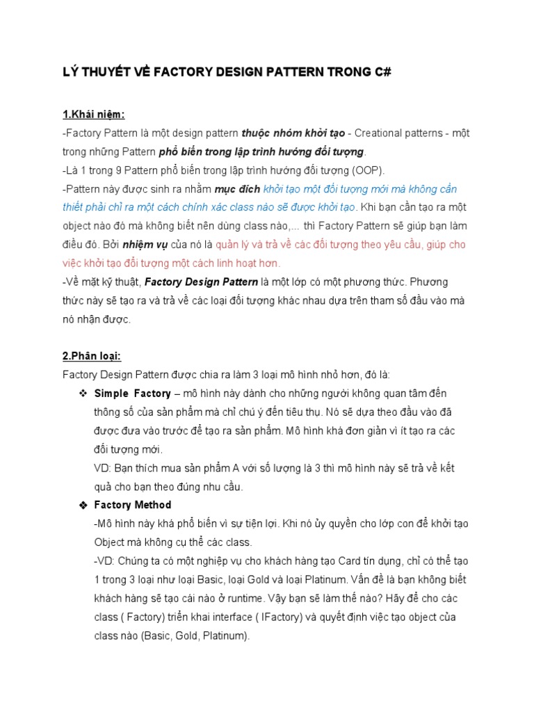 LÝ THUYẾT VỀ FACTORY DESIGN PATTERN | PDF