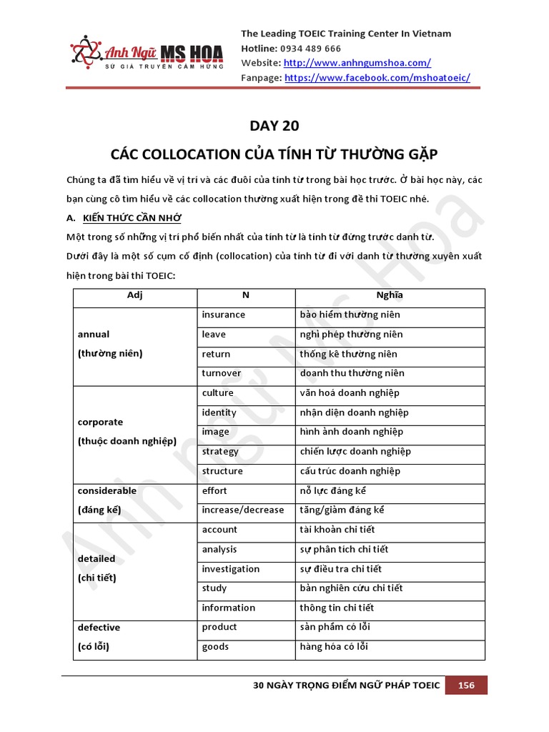 Collocations Tính T | PDF