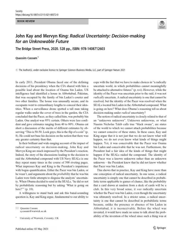 Radical Uncertainty | PDF | Rationality | Behavioral Economics