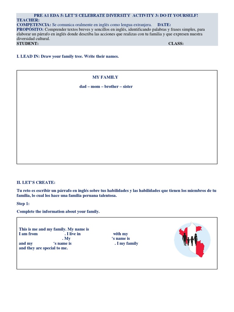Describiendo a mi familia en inglés | PDF
