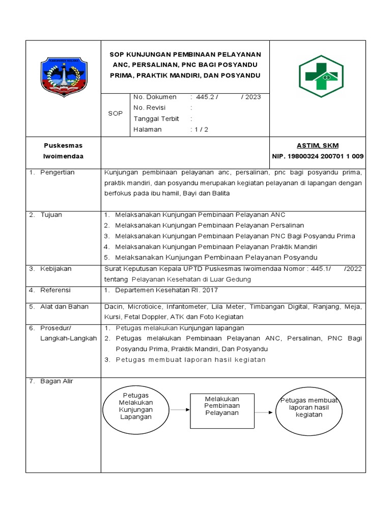Sop Kunjungan Pembinaan Pelayanan Anc, Persalinan, PNC Bagi Posyandu ...