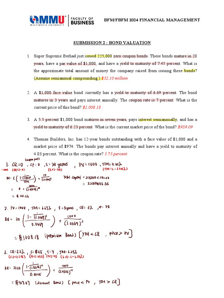 Submission 2 Pdf Bonds Finance Yield Finance