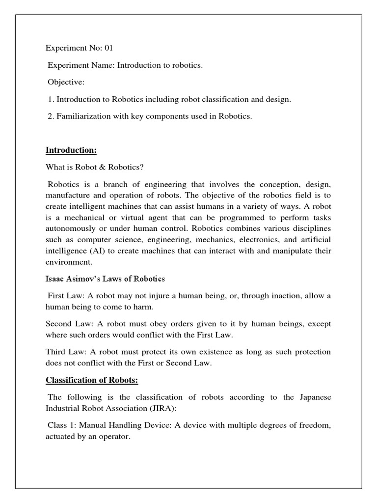 Lab Report Robotics | PDF | Robotics | Robot