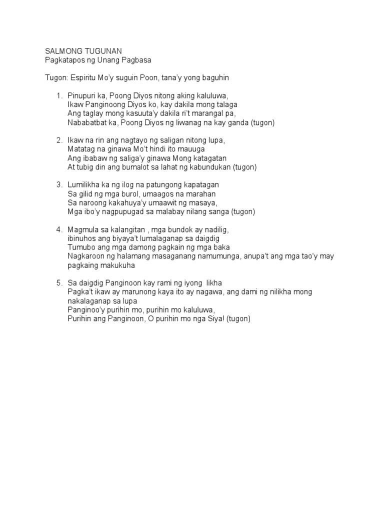 SALMONG TUGUNAN Easter Vigil | PDF