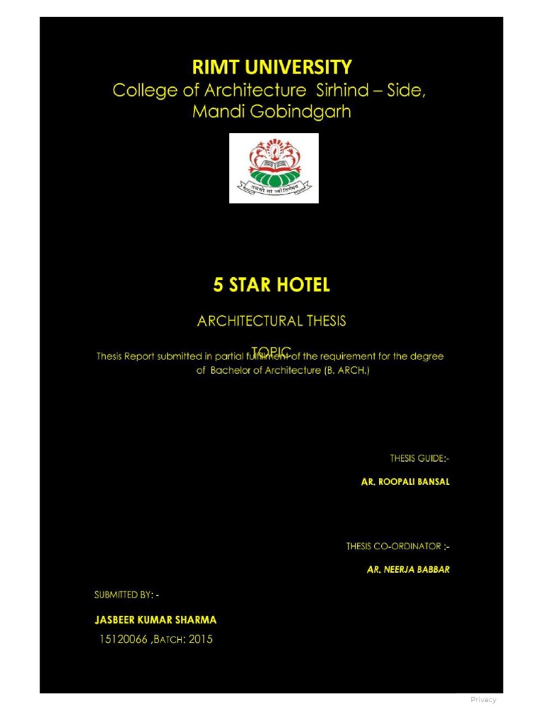5 Star Hotel Thesis Jks - Vebuka | PDF