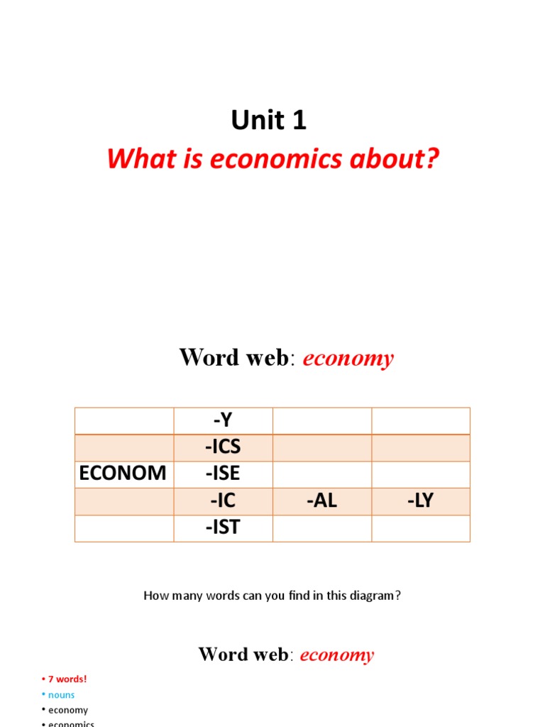 UNIT 1 - word family ECONOMY - predavanje | PDF
