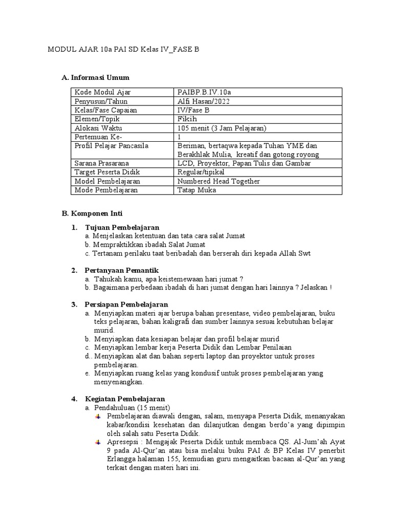 Modul Ajar Pai Bab 10 | PDF