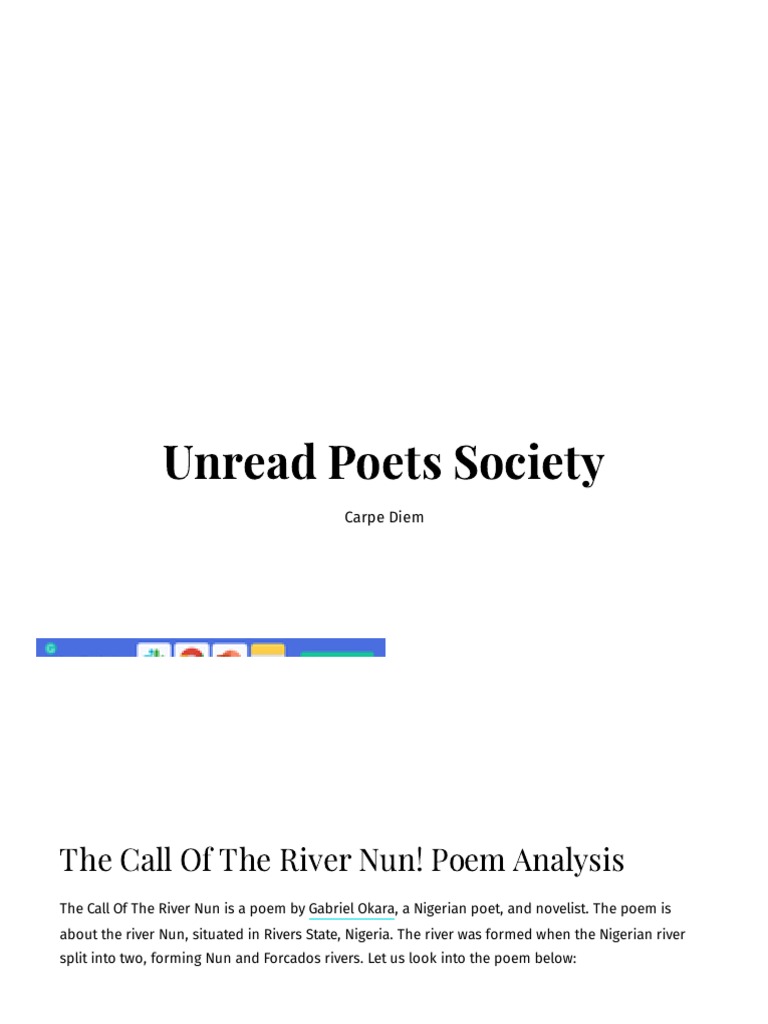 The Call of The River Nun! Poem Analysis - Unread Poets Society | PDF ...