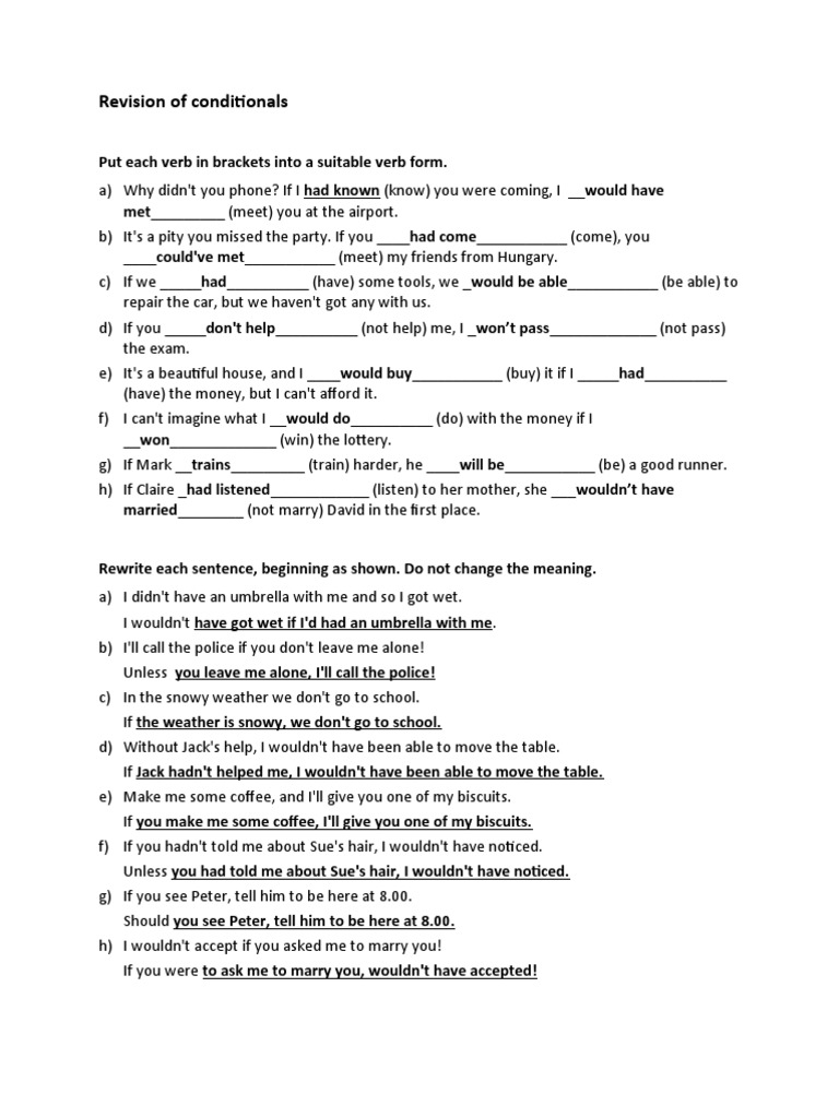 Revision of Conditionals | PDF | Art