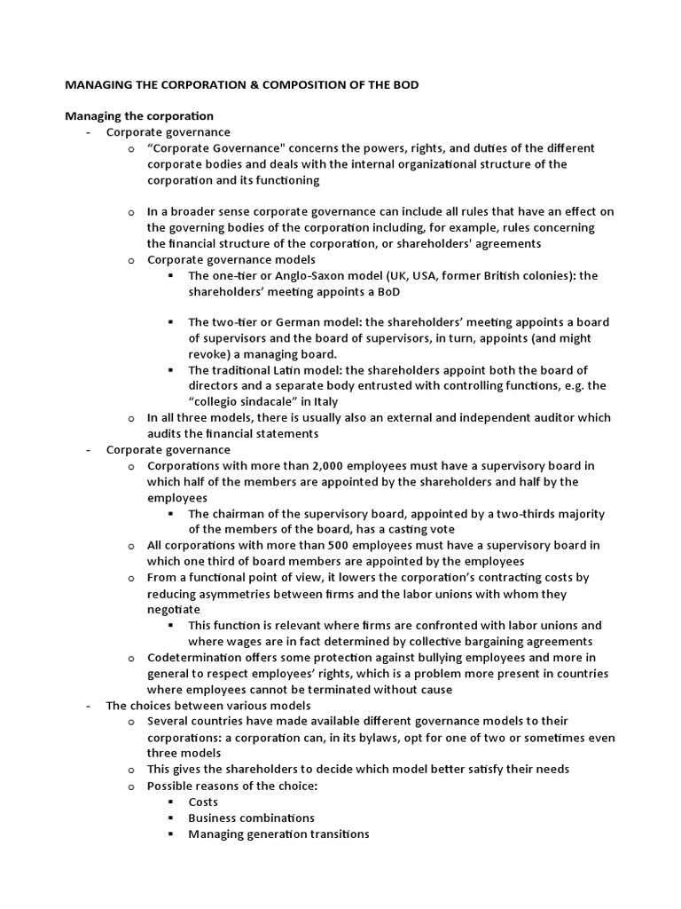 Composition of The Body of Directors | PDF | Corporate Governance ...