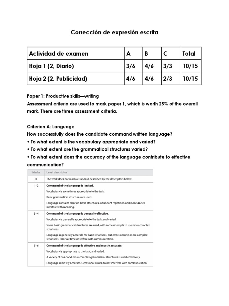 UAV M3F5 Spanish Ab Initio Correccion de Expresion Escrita | PDF
