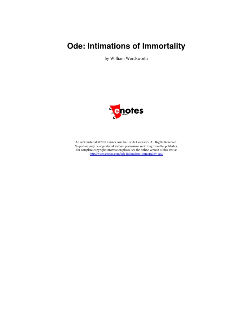Ode Intimations of Immortality | PDF | William Wordsworth | Romanticism