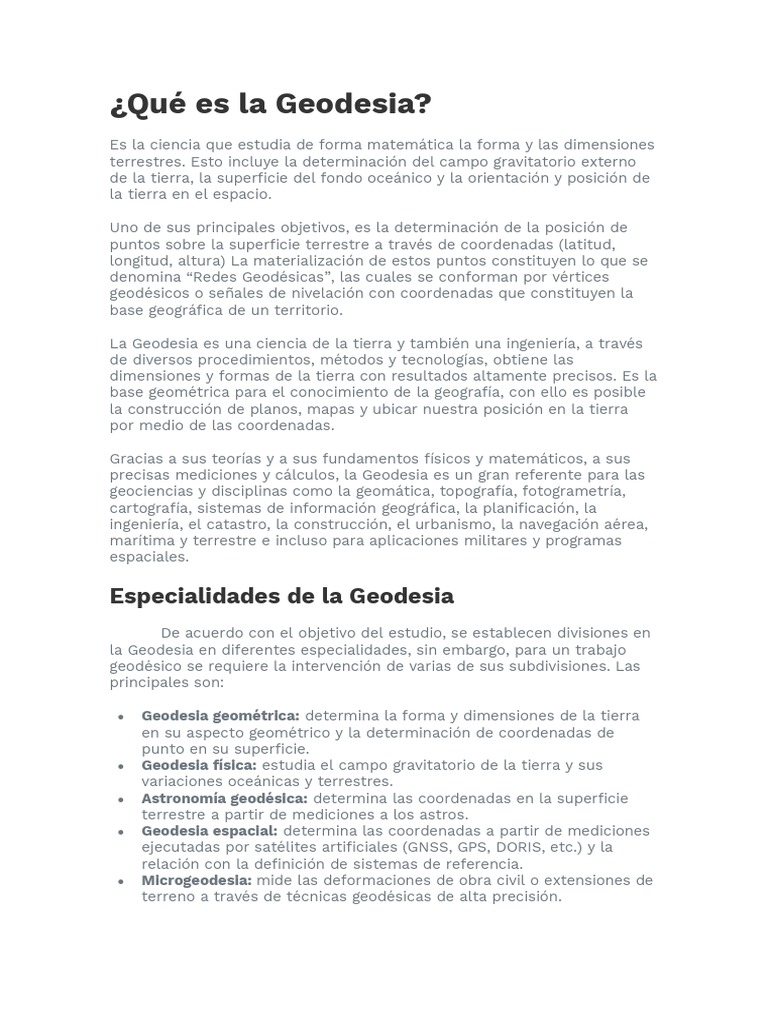 Definición y estudio de la Geodesia | PDF | Geodesia | Física Aplicada ...