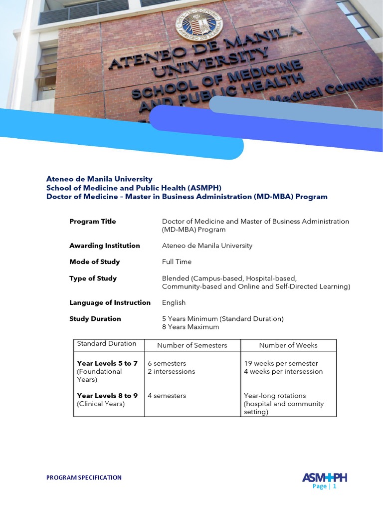 ASMPH Program Specifications Aug 2022 | PDF | Doctor Of Medicine | Medicine