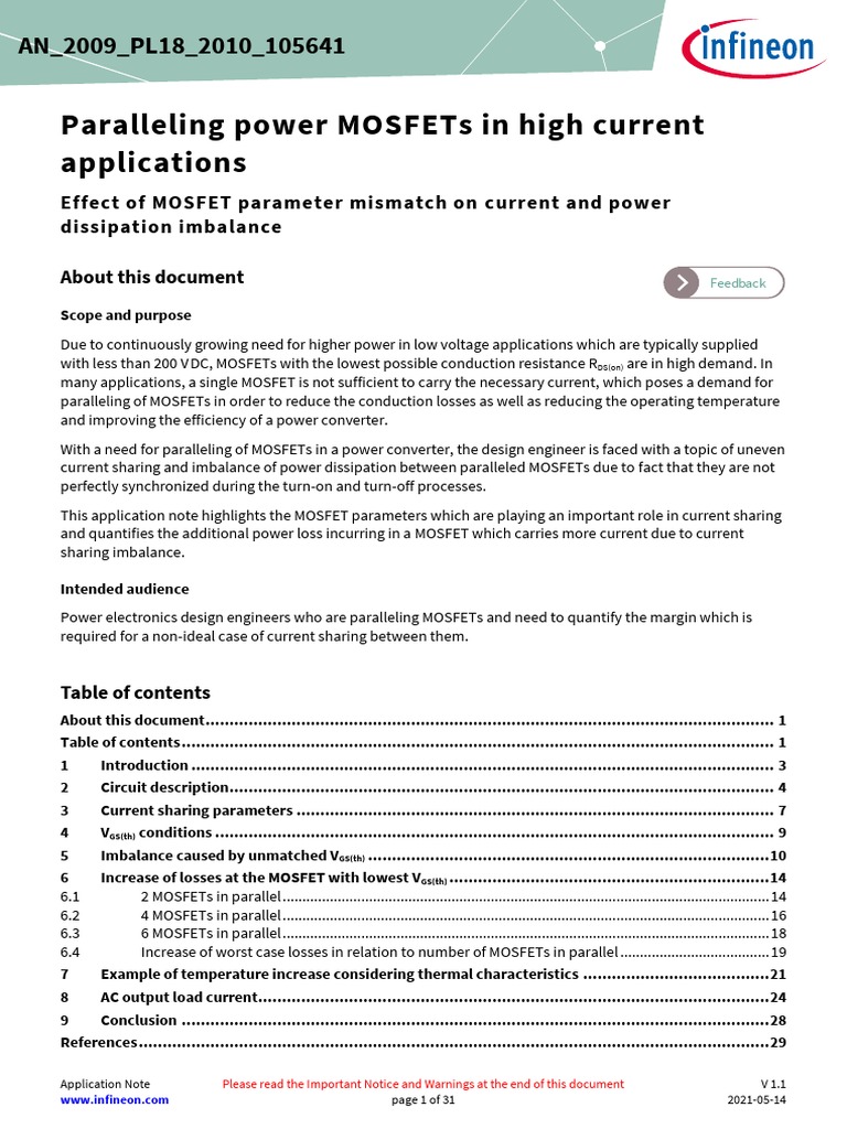 Infineon-PowerMOSFET Paralleling Power MOSFET in High Current ...
