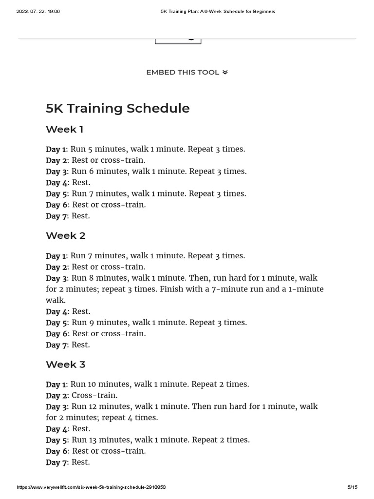 Beginner 5K Training: 6-Week Plan | PDF | Cooking, Food & Wine | Self ...