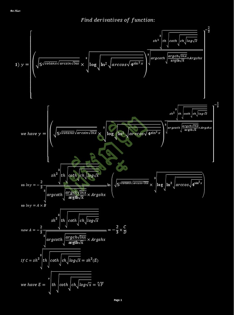 Find Derivatives of Function Black | PDF