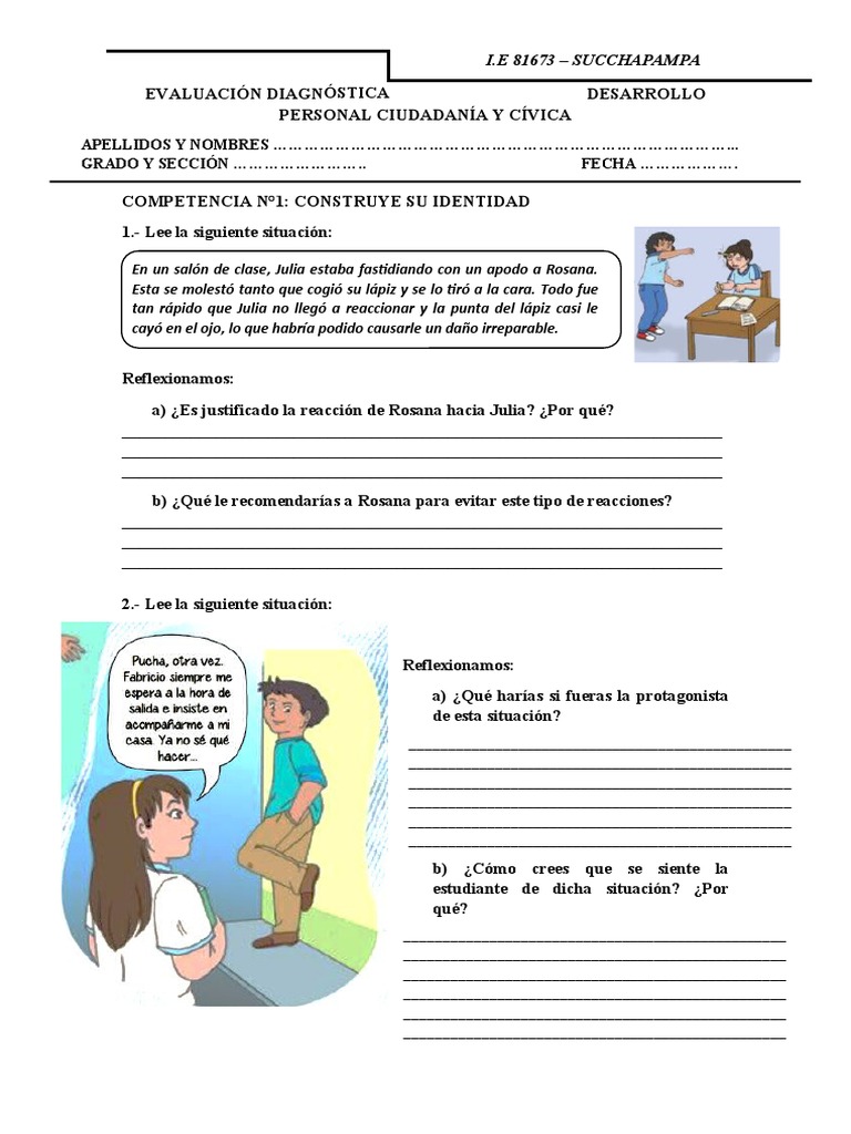 EvaluaciÓn Diagnostica Dpcc 3ro 2023 Pdf Las Emociones Sicología 8998