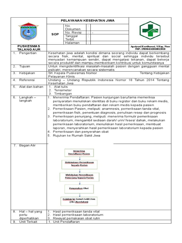 Sop Pelayanan Kesehatan Jiwa | PDF