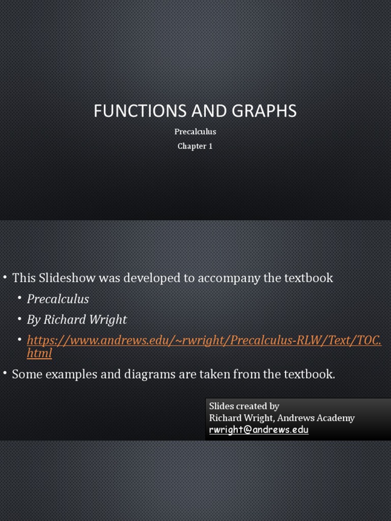 Precalculus 01 Functions and Graphs | Download Free PDF | Cartesian ...