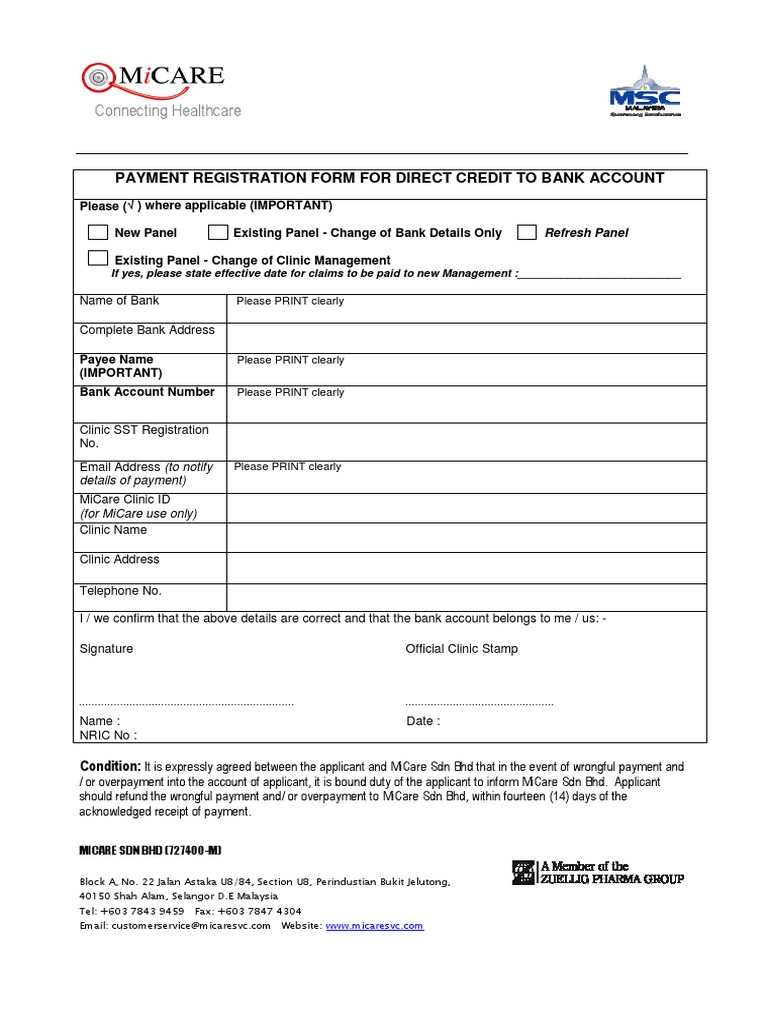 5-MiCARE Payment Registration Form. | PDF