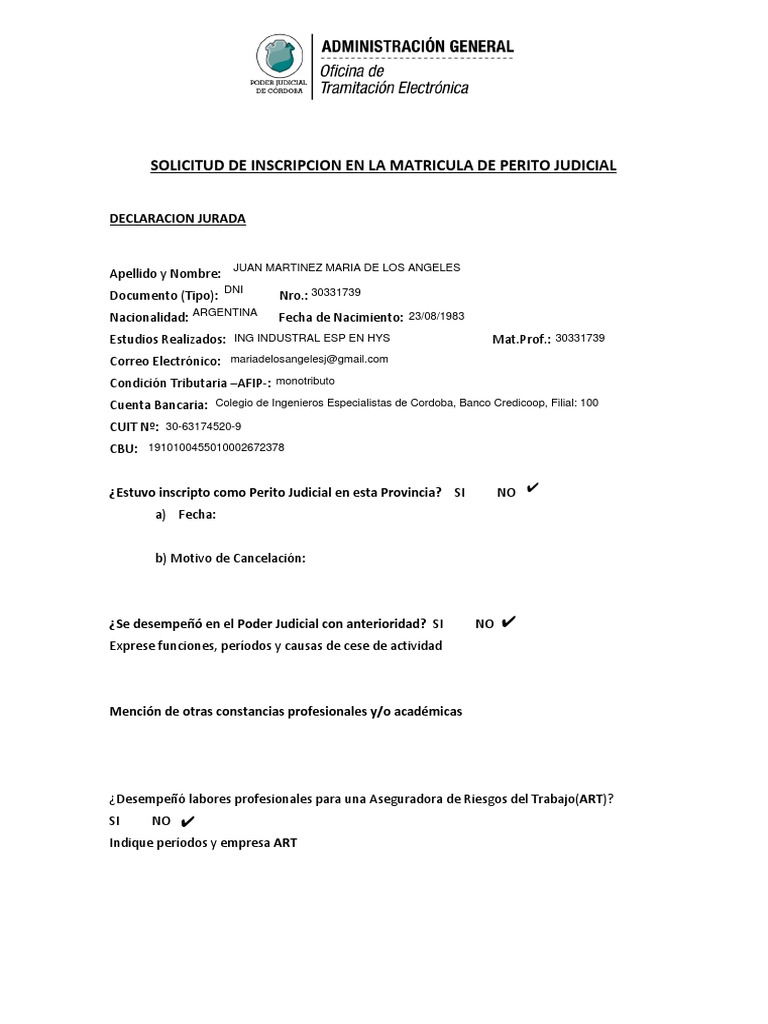 1-Formulario Proforma Poder Judicial | PDF