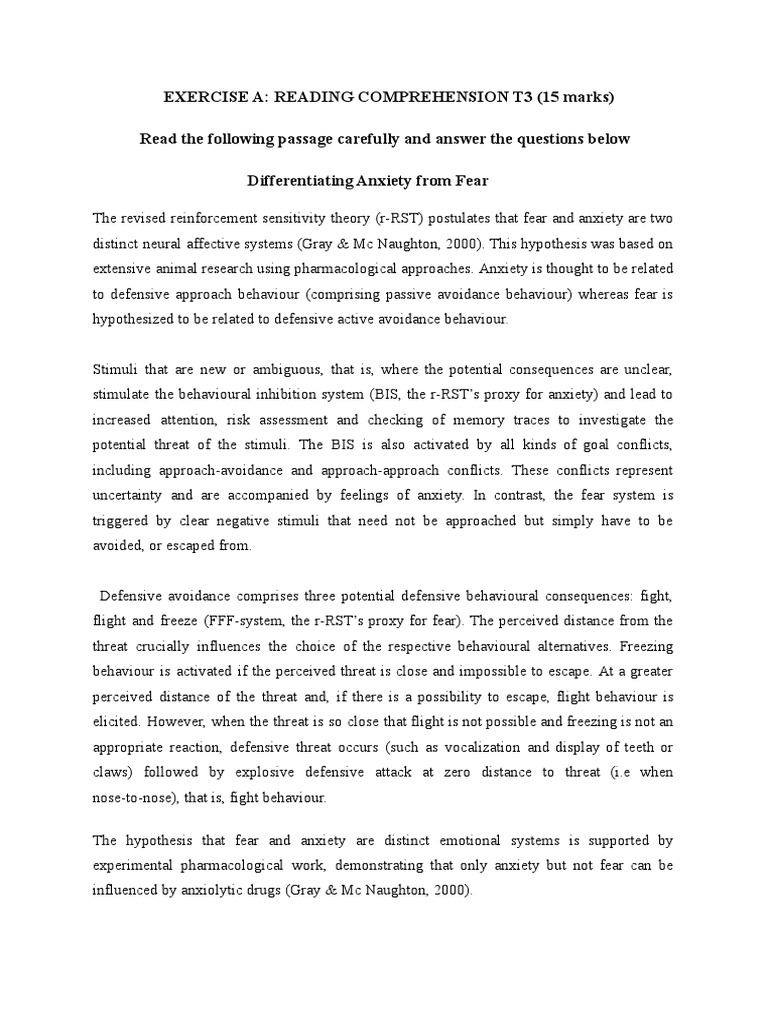 Exercise A - Reading Comprehension T3 | PDF