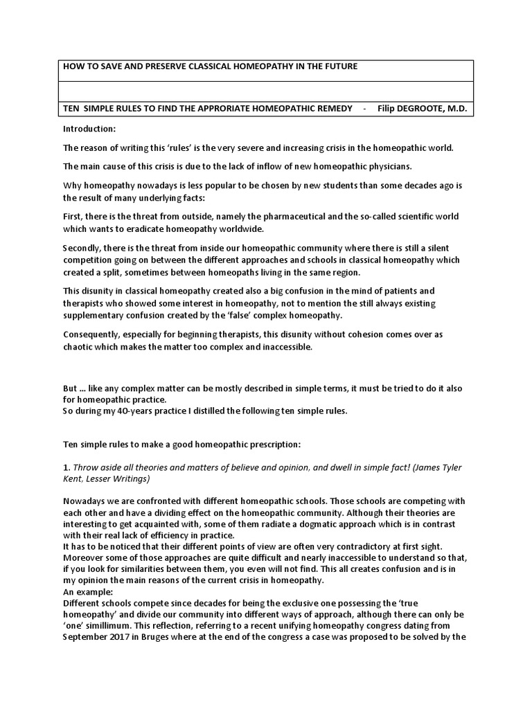 Article-Ten Rules to Find | PDF | Homeopathy | Medicine
