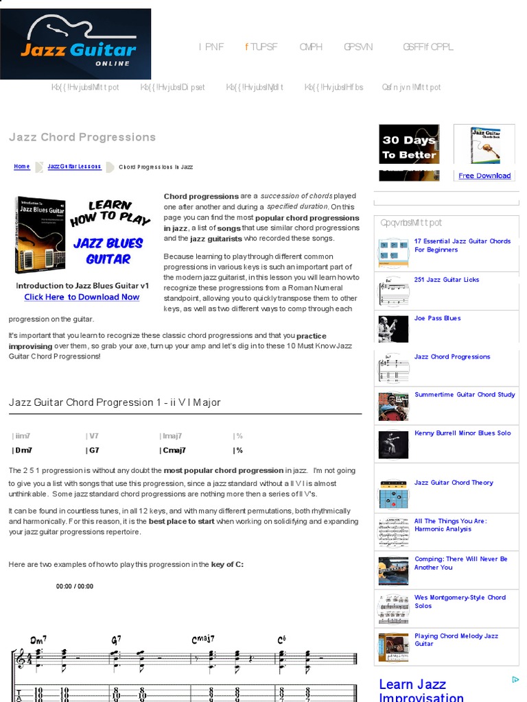 Jazz Chords Progressions | PDF | Chord (Music) | Jazz