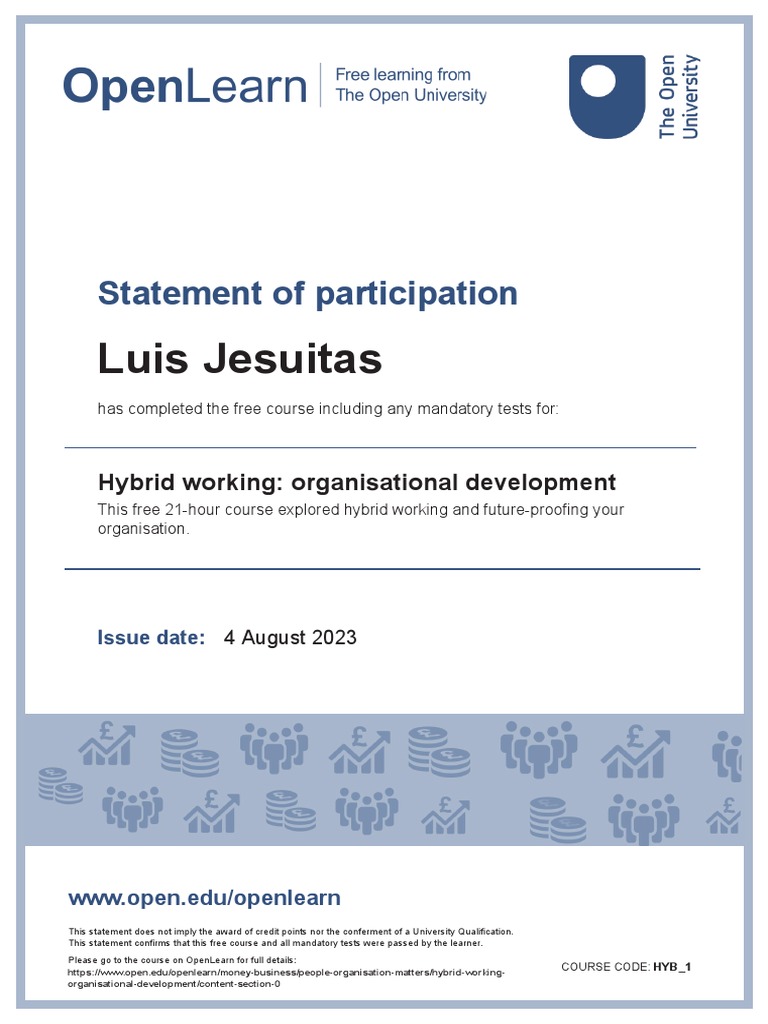 OpenLearn Hybrid Working Certificate | PDF