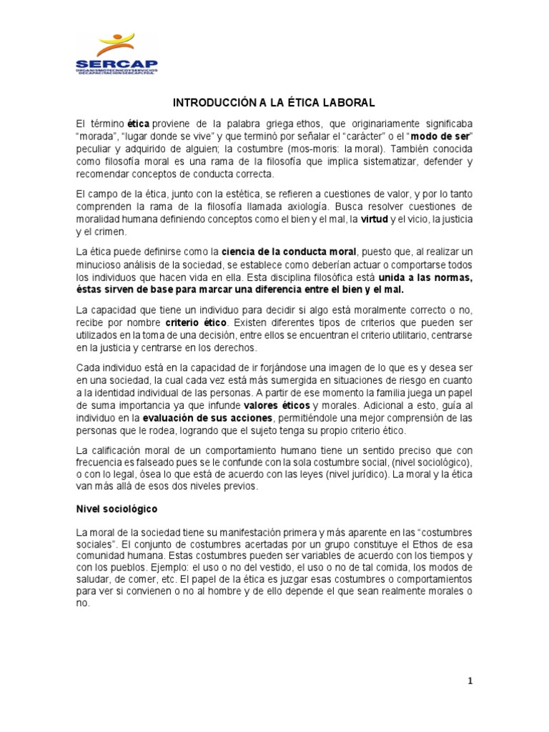 La Ética Laboral | PDF | Moralidad | Ética profesional